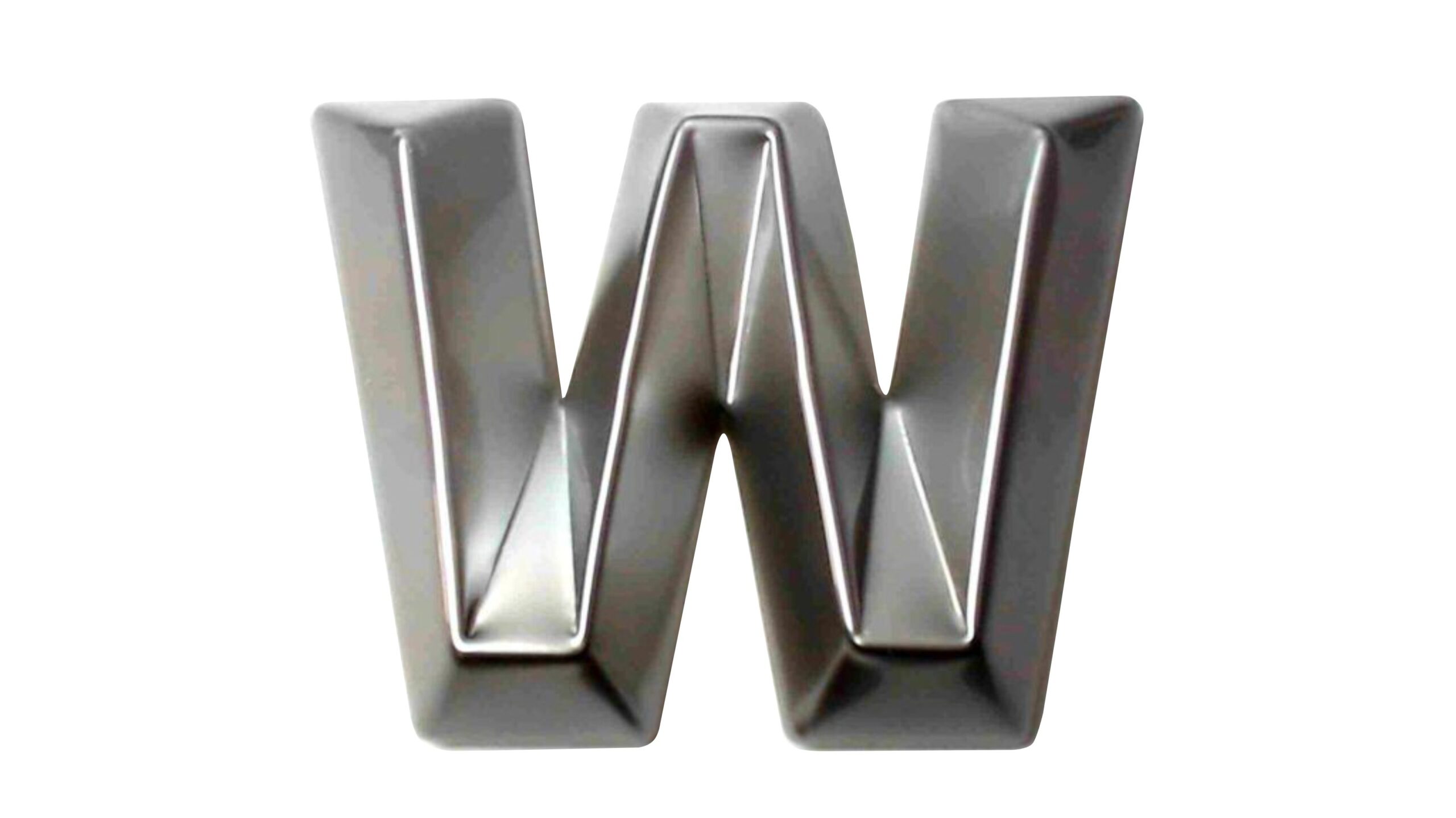 Helvetica Bevel Face Silver Acrylic Letter W - Moulded Letters